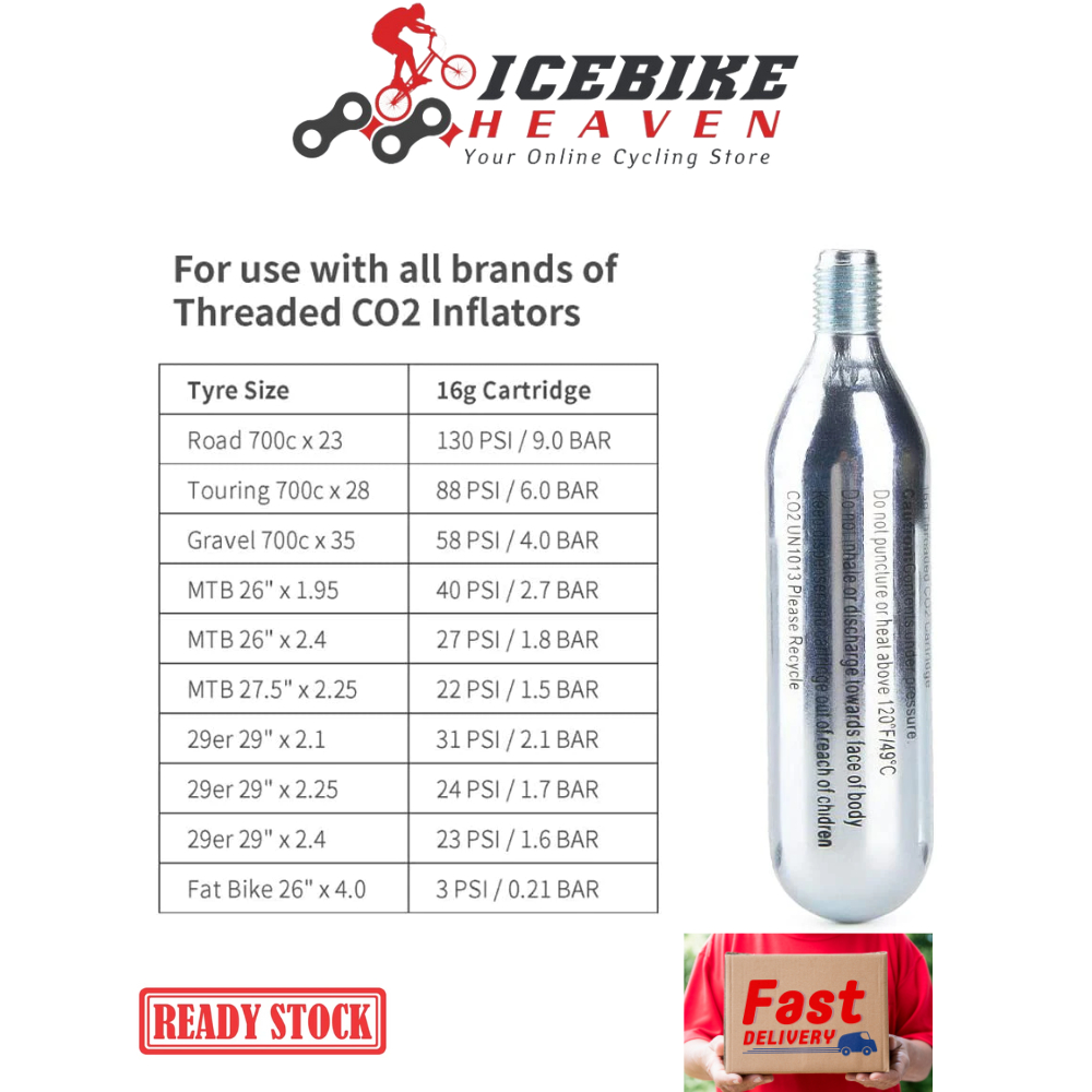 Ready stock CO2 Threaded Cartridge / CO2 Gas Cylinder / Bike Inflator ...