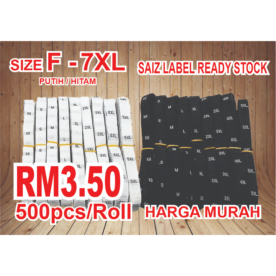 READY STOCK Label Saiz woven (500pcs/Roll) Putih / Hitam | Shopee Malaysia