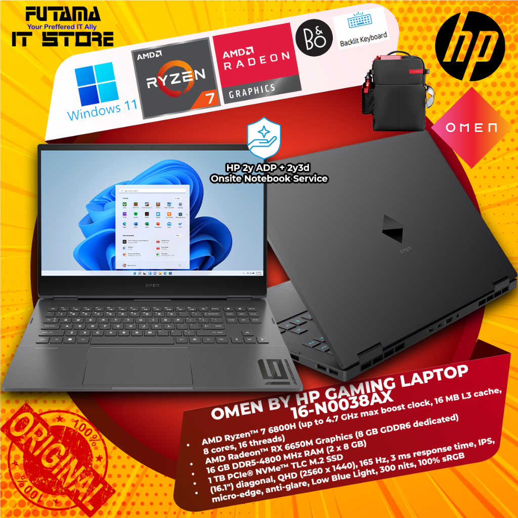 OMEN by HP 16.1" Gaming Laptop 16-n0038AX - (AMD Ryzen 7 6800H/16GB RAM ...