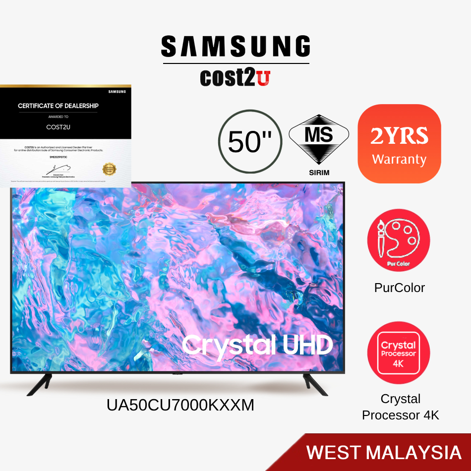 Samsung (50"/50 Inch) CU7000 4K UHD Smart TV (2023) | UA50CU7000KXXM ...