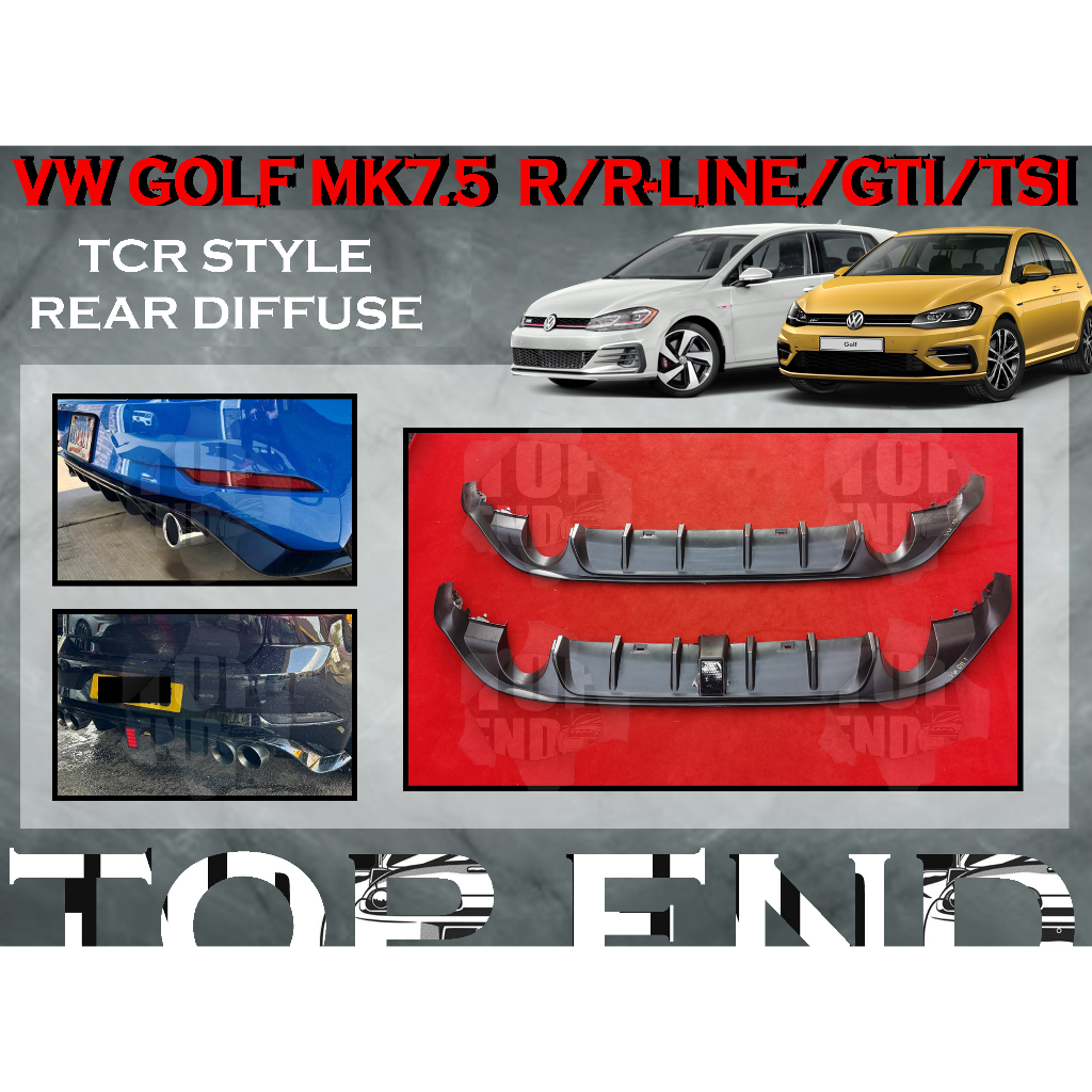 VOLKSWAGEN GOLF MK7.5 R R LINE GTI TSI TCR REAR DIFFUSER BUMPER SKIRT ...