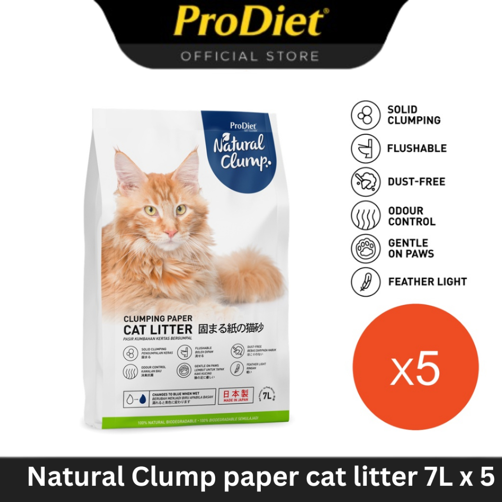 [Carton Carnival] ProDiet Paper Cat Litter Natural Clump (7L x 5 ...