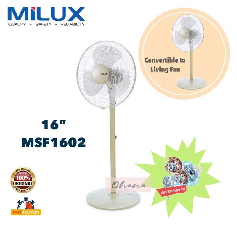 MILUX MISTRAL STAND FAN MSF-1602 LIVING FAN MSF-1682 16"/ KIPAS BERDIRI ...