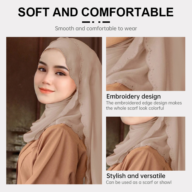 Shawl Sulam Embun Viral Shawl Sulam Plain | Shawl Sulam Klasik | Shawl ...