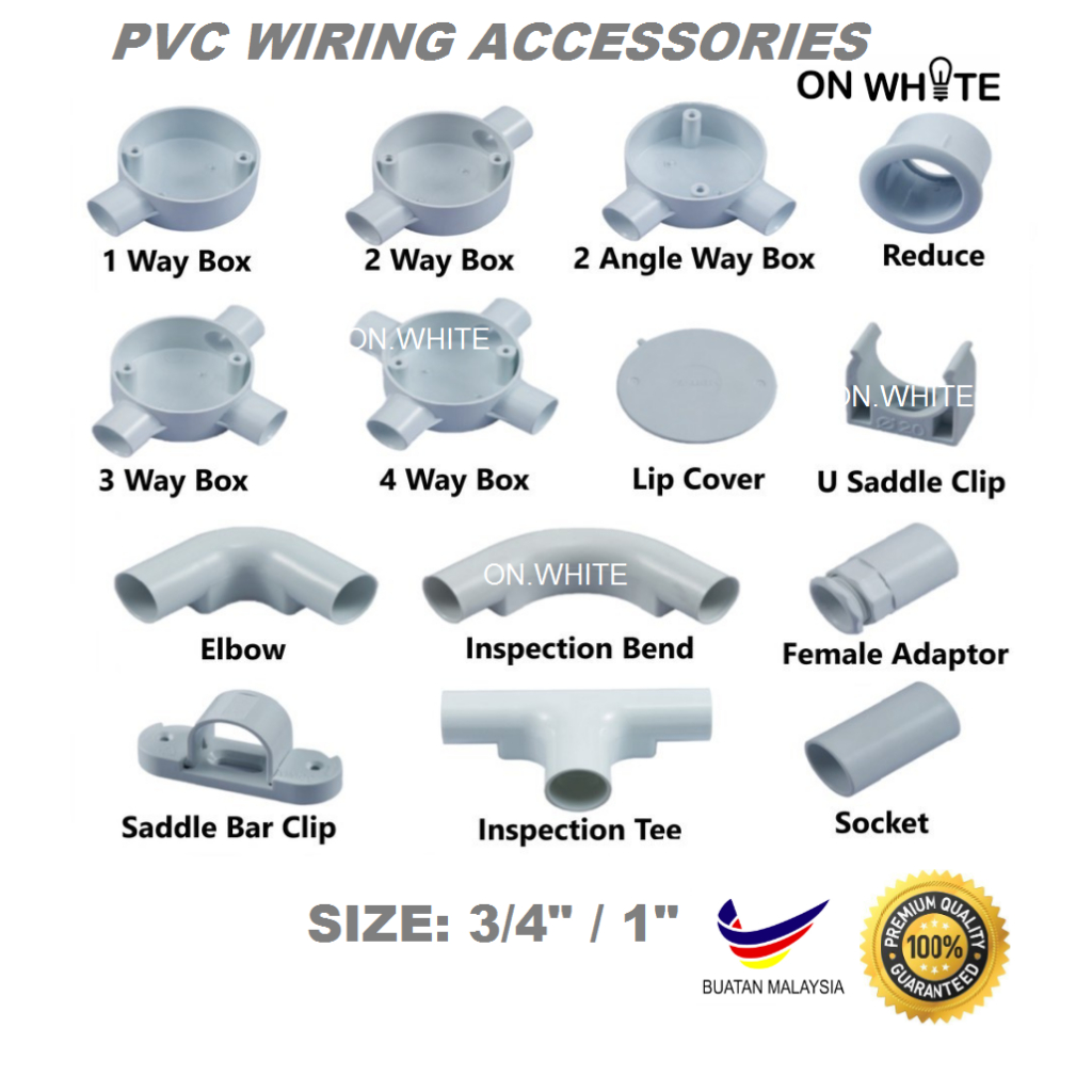 PVC Wiring Conduit Pipe Fitting Accessories 20mm (3/4") / 25MM (1 ...