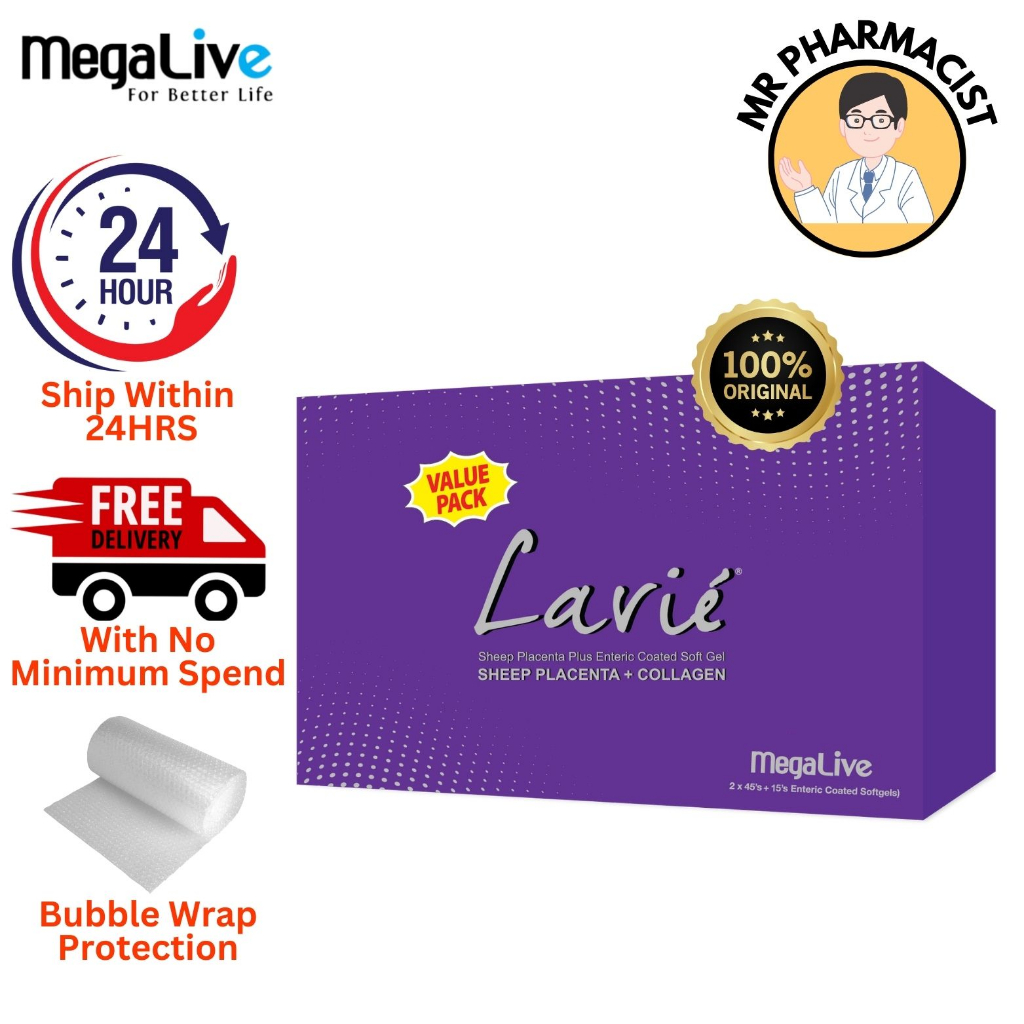 Megalive Lavie Sheep Placenta Plus Collagen Enteric Coated Softgels ...