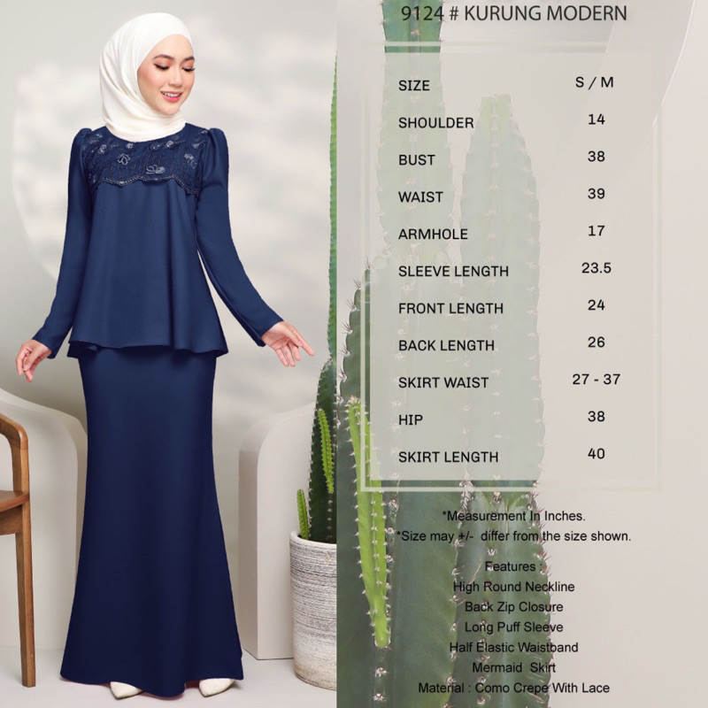 (S-XL) ROYAL BLUE / NAVY BLUE TEMA COLOR BAJU KURUNG DRESS MODERN ...