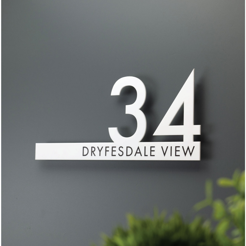 Contemporary Cut Out Modern House Number Sign Printed Address Signage ...