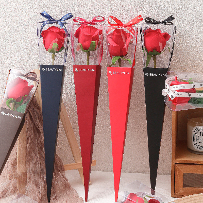 1pcs 7x40.5cm Pvc Folding Bouquet Packaging Flower Rose Gift Box ...