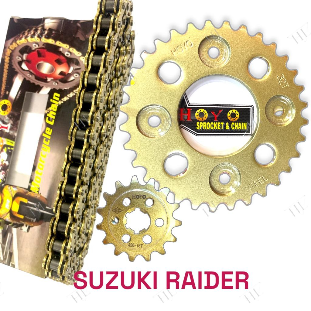 SPROCKET SET (420) SUZUKI RAIDER 150 STEEL SPROCKET GOLD 420 CHAIN O ...