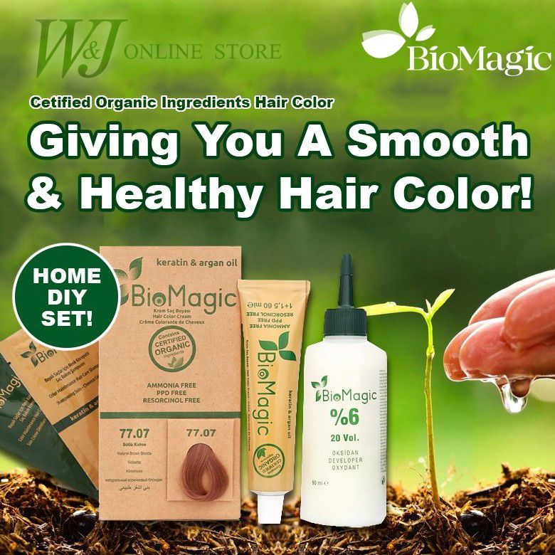 BIOMAGIC 100% Organic Hair Colour Cream Kit | Cover Gray Hair | Keratin ...