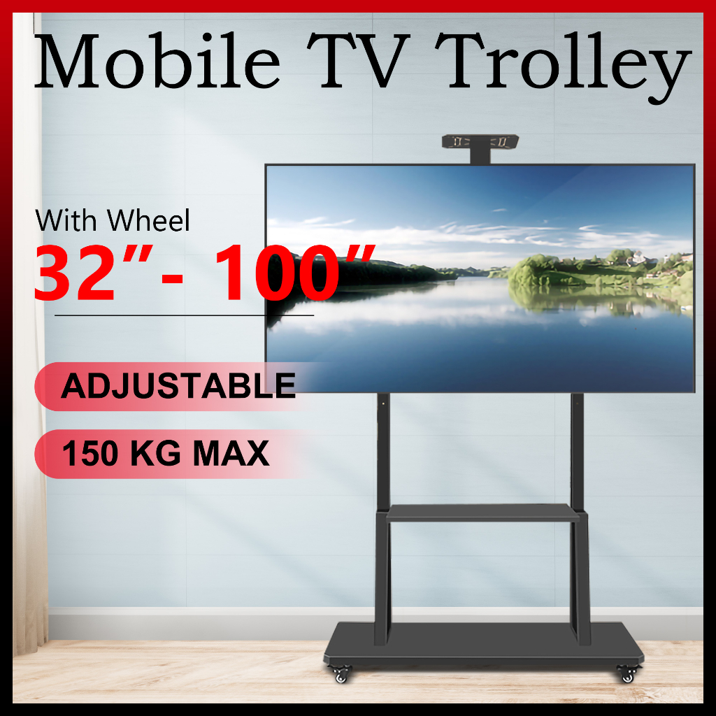 Tv Stand Portable Mobile TV Trolley Stand Movable LCD LED Tripod ...