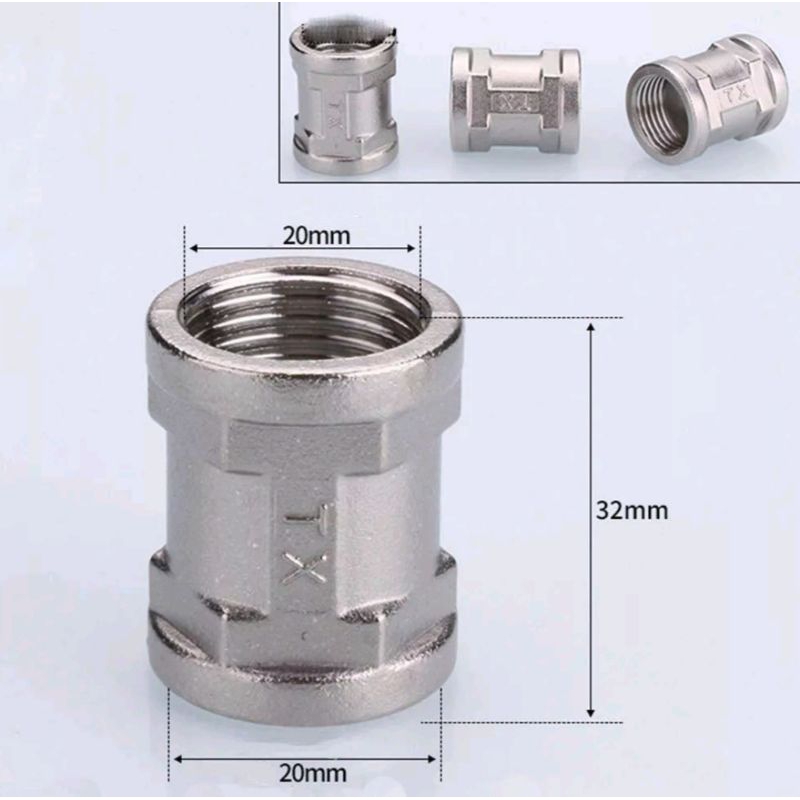 Water Pipe Fix Fitting 304 Stanless Steel 1/2' 3/4" Elbow Socket Nipple ...