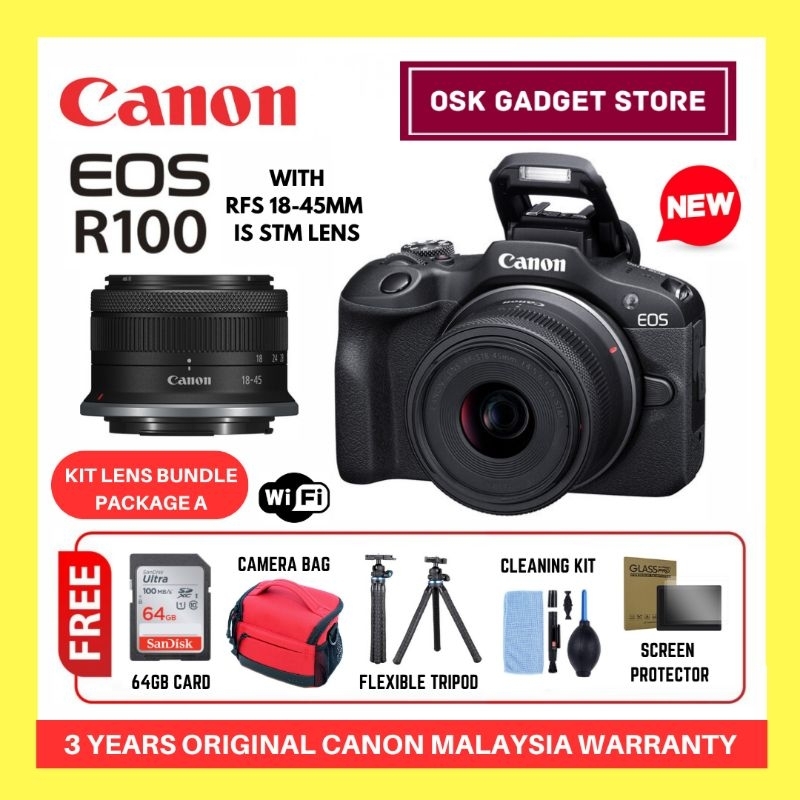 Canon EOS R100 4K UHD 24MP APS-C Mirrorless Camera | Body And Kit Lens ...