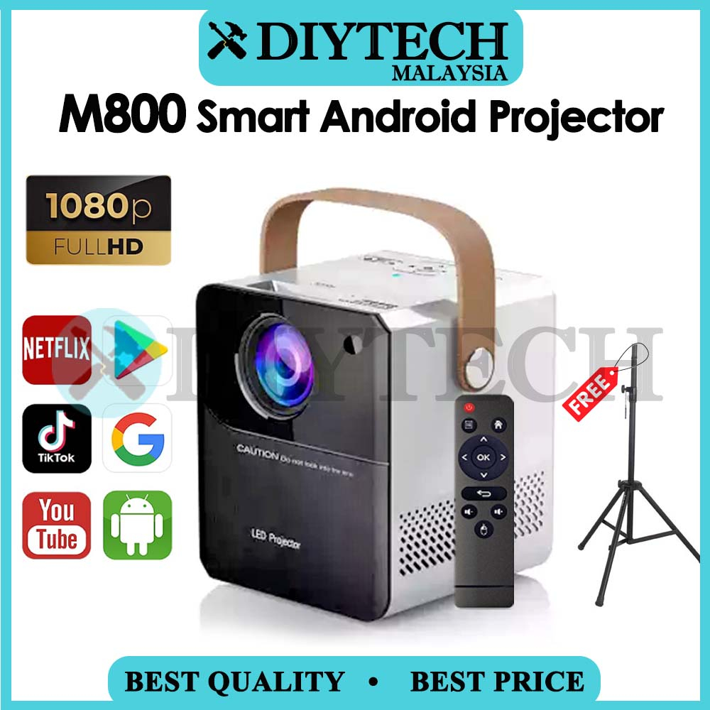 DIYTECH M800 Smart Android Projector 1080P Full HD WIFI Phone Projector ...