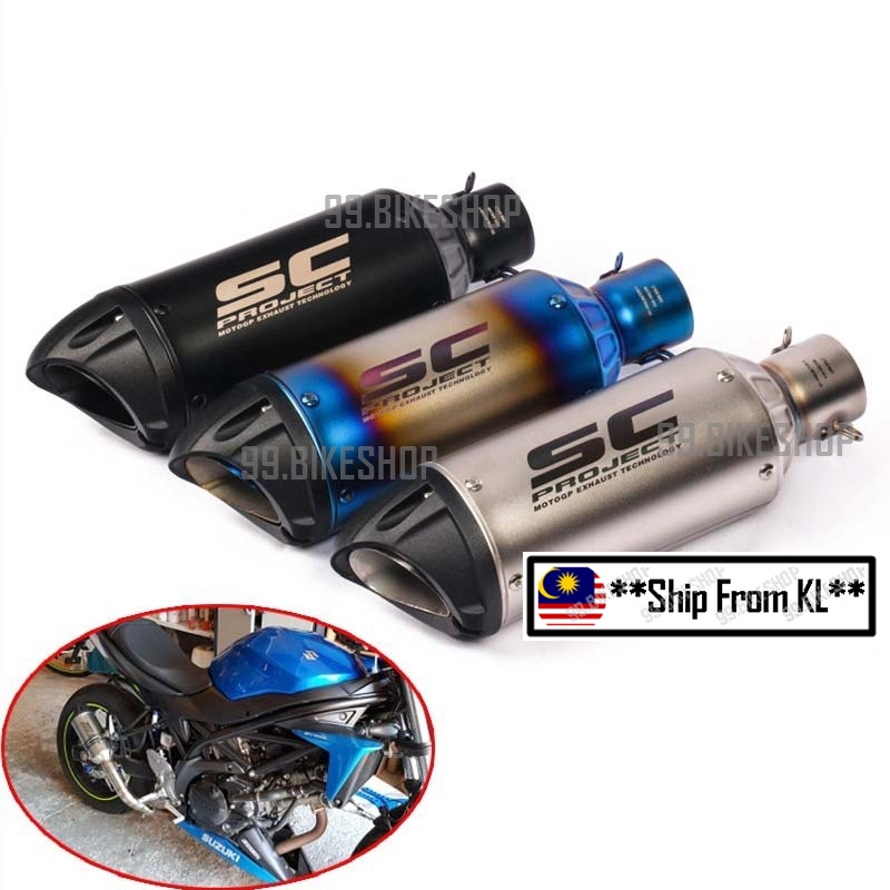 Motorcycle Exhaust Muffler Pipe Only 38-51mm Universal Moto Silencer ...