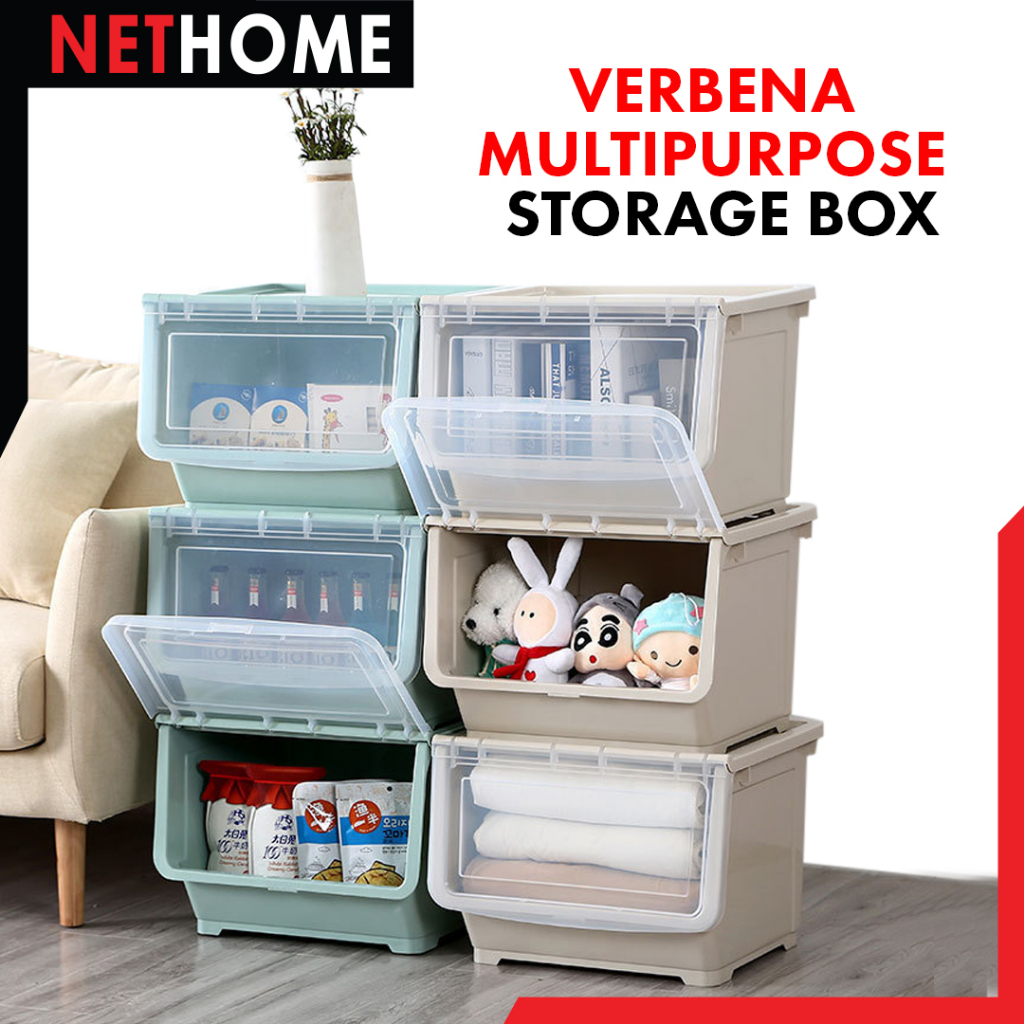 ⚡️NETHOME⚡️Stackable Storage Box With Lid Chest Drawer Storage Box Rack ...