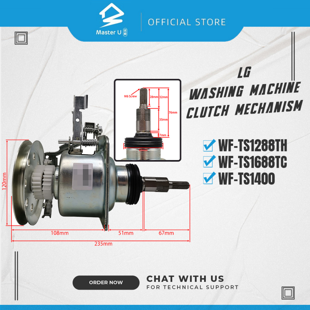 LG WASHING MACHINE CLUTCH MECHANISM GEAR BOX 14KG WF-TS1288TH/TS1688TC ...