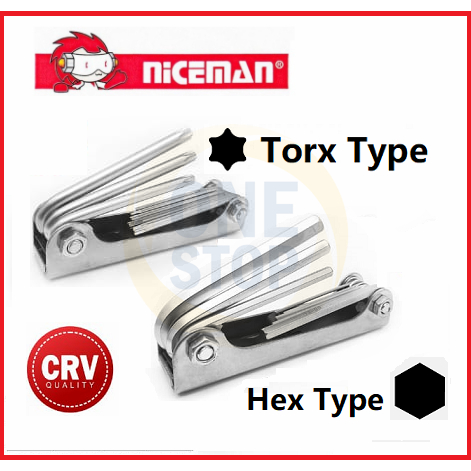 Niceman FOLDING HEX KEY SET NUS08SR-8STS / ALLEN KEY / TORX type ...