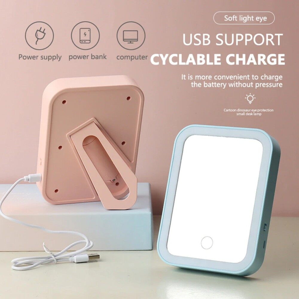 Rechargeable Portable Lamp LED Makeup Mirror Desktop Folding Portable ...