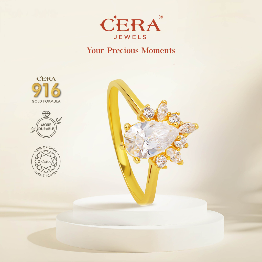CERA 916 Pear Cut Crown Ring BR9024 | Shopee Malaysia