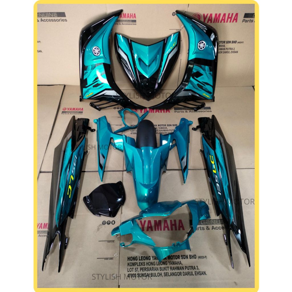 HLY ORIGINAL YAMAHA COVERSET LC135 V3/V4/V5/V6/V7 2021 METALLIC CYAN ...