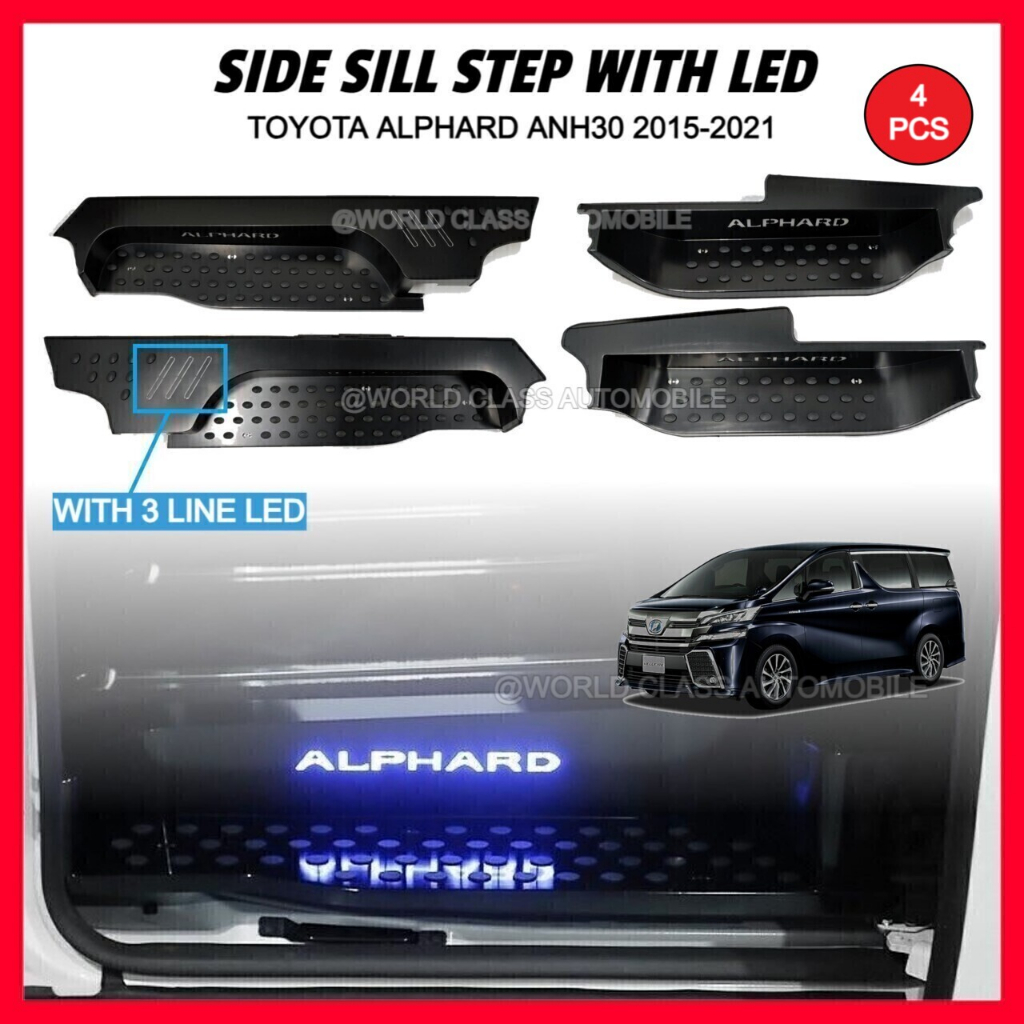 TOYOTA ALPHARD ANH30 2015-2022 (BLACK) SIDE SILL STEP WITH LED ...