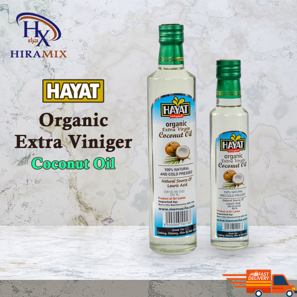 Hayat Organic Extra Virgin Coconut Oil | Minyak Kelapa (250ml/500ml ...