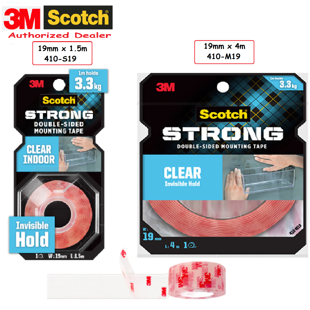 3M Scotch Clear Double Sided Permanent Mounting Acrylic Foam Tape 410-S19 19mm X 1.5m / 410-M19 ...