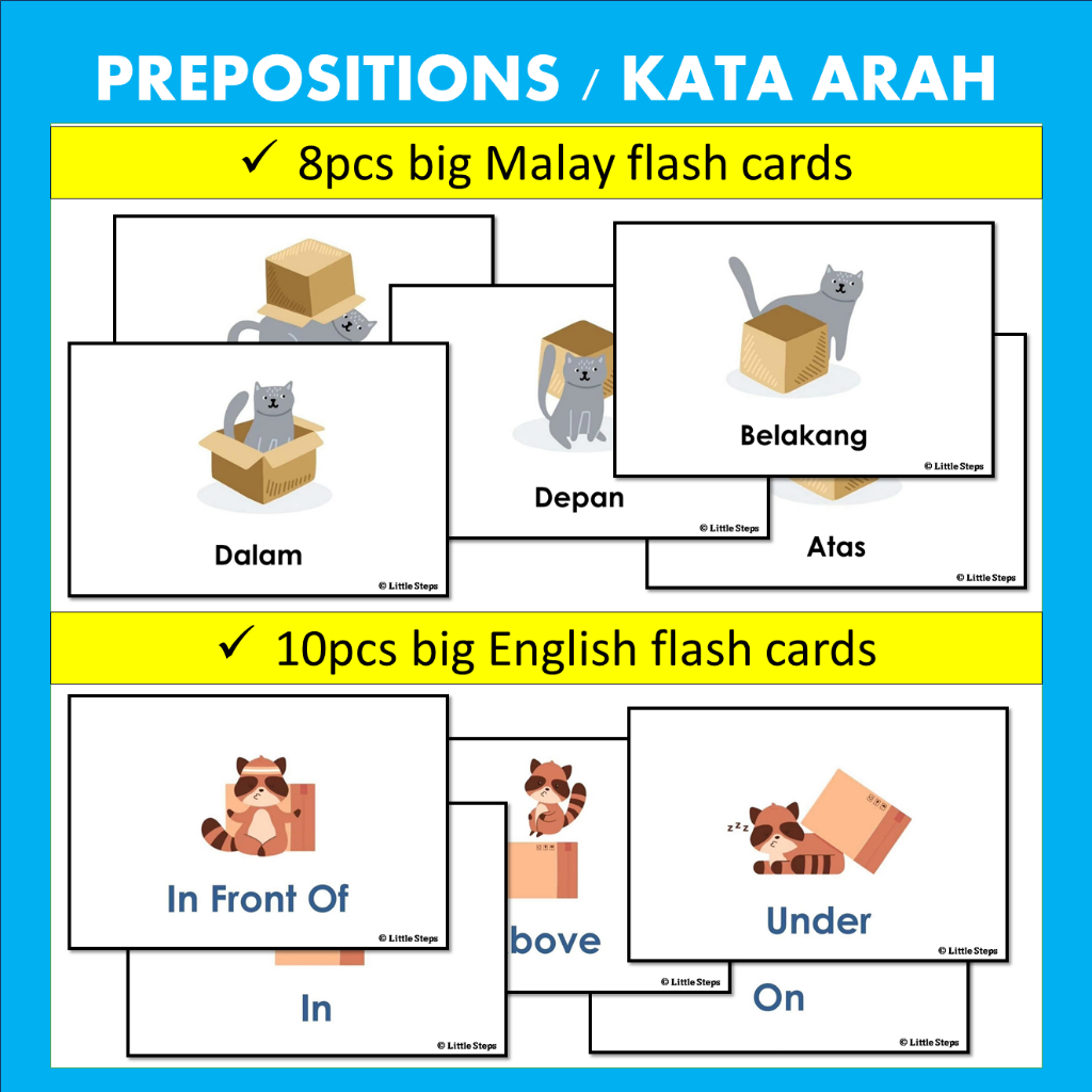 Prepositions Kata Arah Kad Imbas Flash Card for Kids Autism Education ...