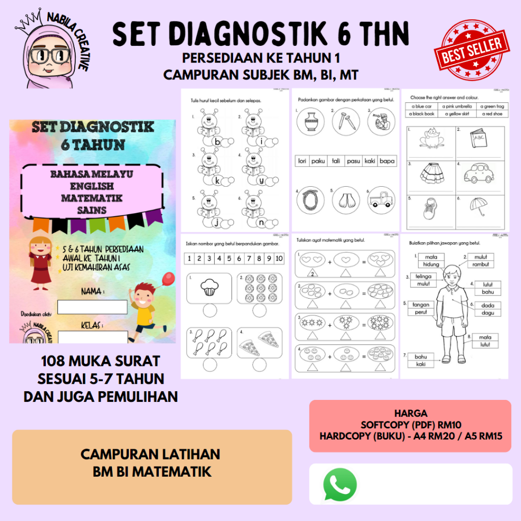 MODUL SET DIAGNOSTIK CAMPURAN SUBJEK BM BI MT SN PERSEDIAAN KE TAHUN 1 ...