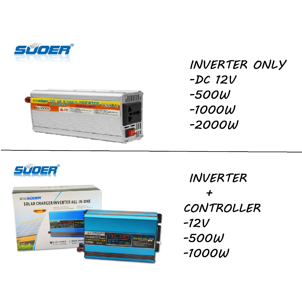 Solar Inverter Dc 12v To Convert Ac 500w 1000w 2000w | Shopee Malaysia