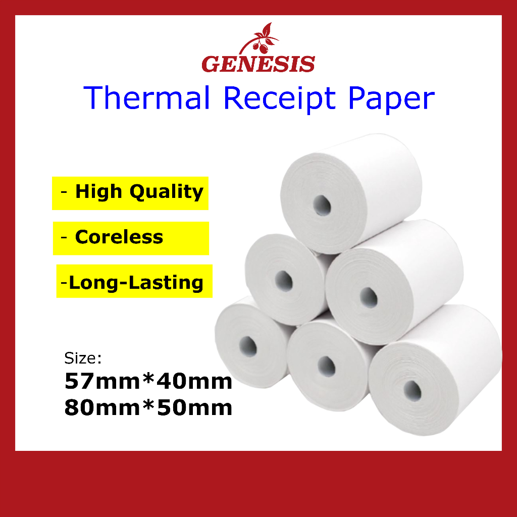 Coreless Thermal Receipt Paper Roll / Resit Kertas | Shopee Malaysia