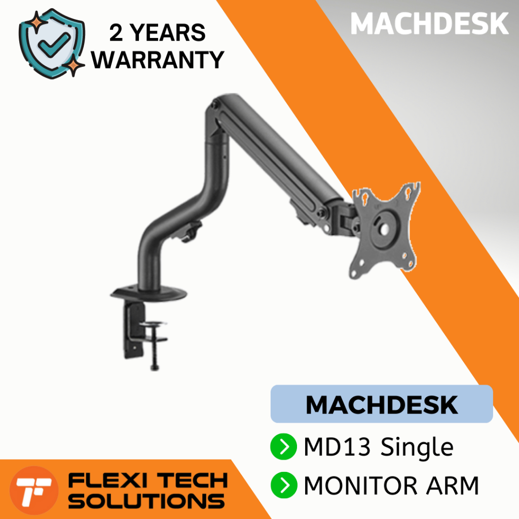 Flexi Tech MACHDESK MD13 Single Spring-Assisted Monitor Arm - Black ...