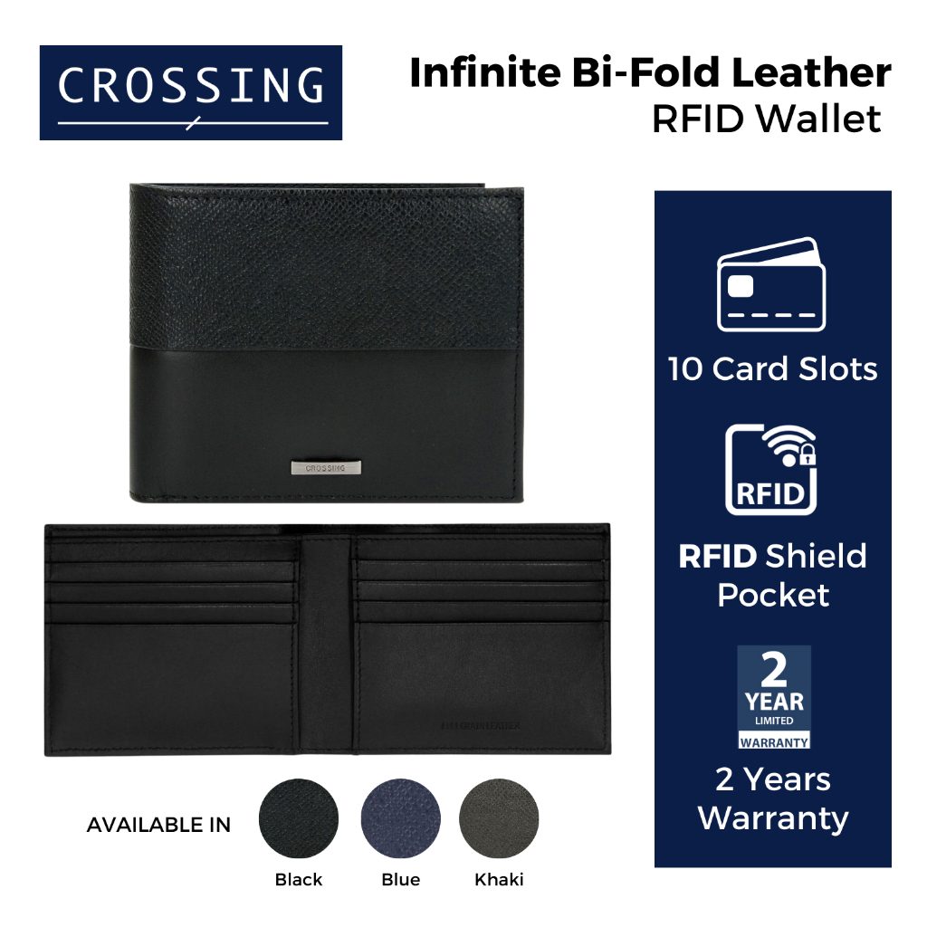 Crossing Infinite Bi-Fold Leather Wallet RFID | Shopee Malaysia