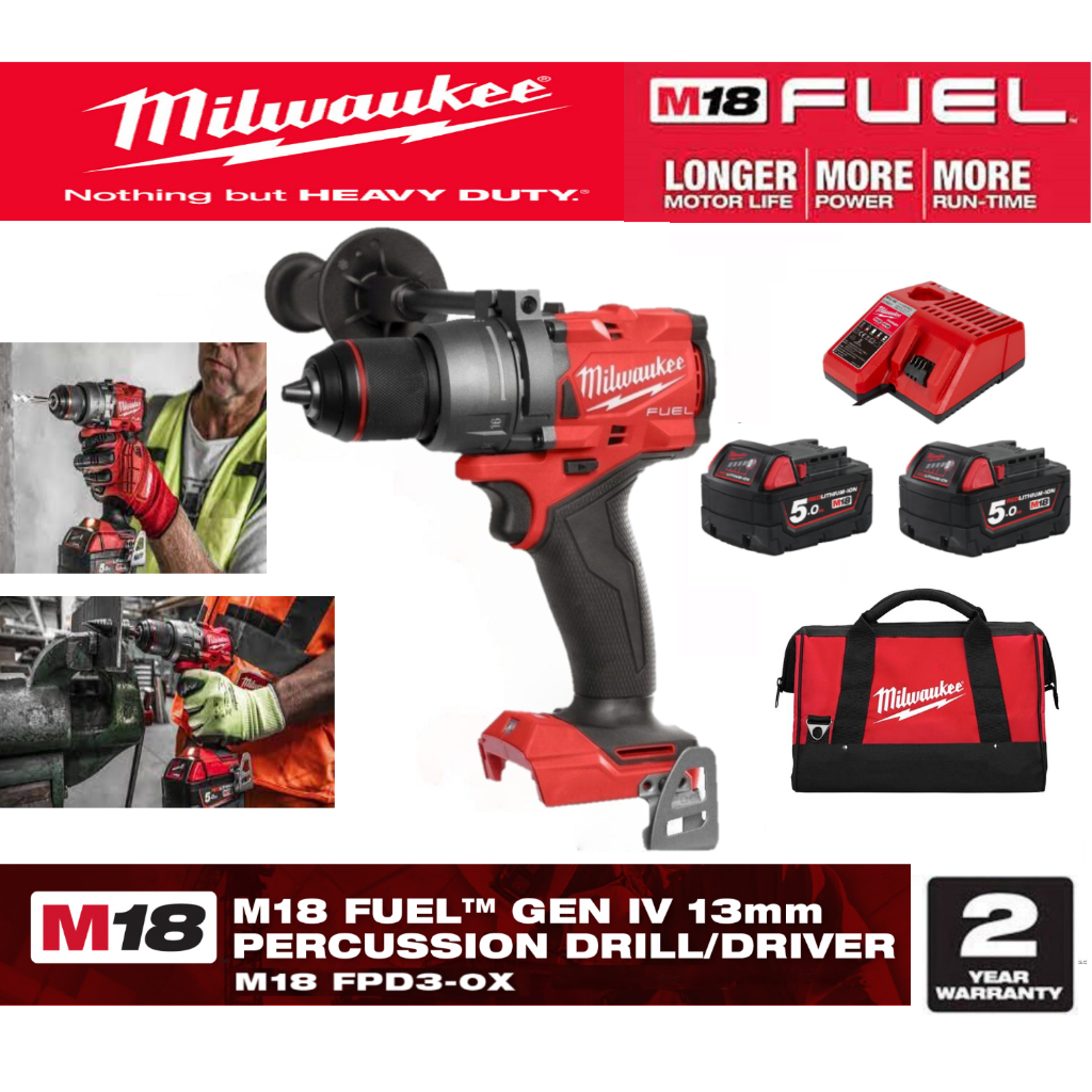 Milwaukee M18 FPD3 Fuel 13MM Percussion Drill 158NM GEN4 / Brushless ...