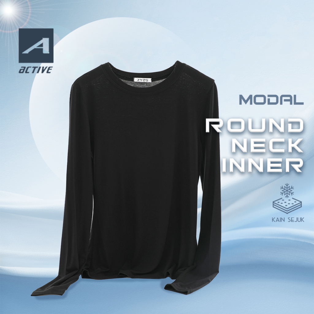 Inner Baju Lengan Panjang Kain Modal Women Long Sleeve Inner | Shopee ...