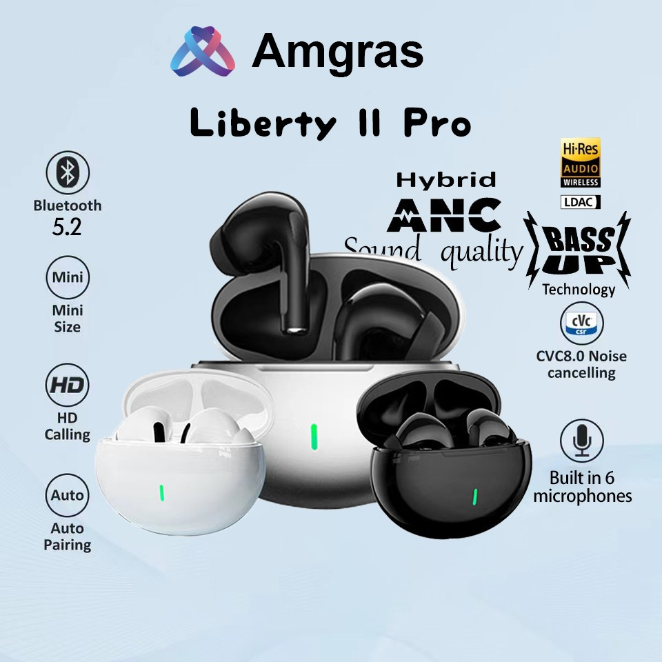 Amgras Liberty Ⅱ Pro Active Noise Cancelling Earbuds Bluetooth Earphone ...