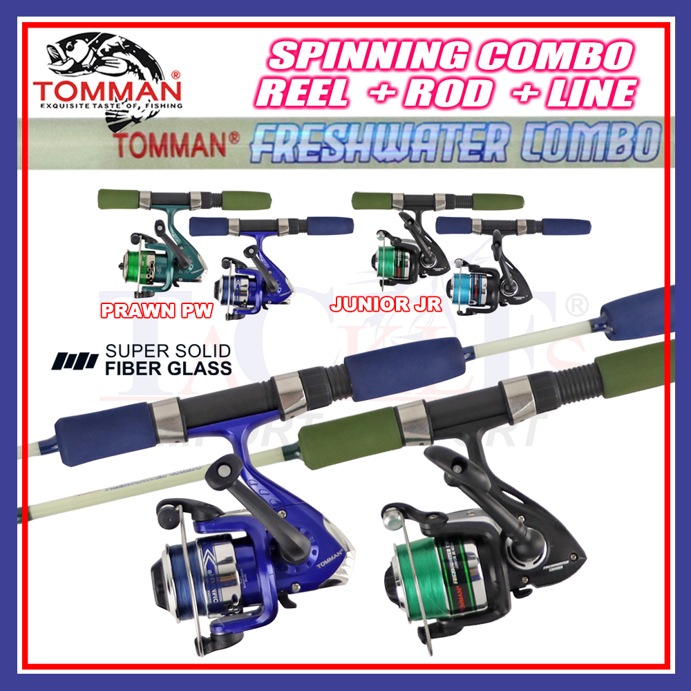 SPINNING FISHING COMBO SET Tomman Rod Reel Line Air Tawar Set Pancing ...