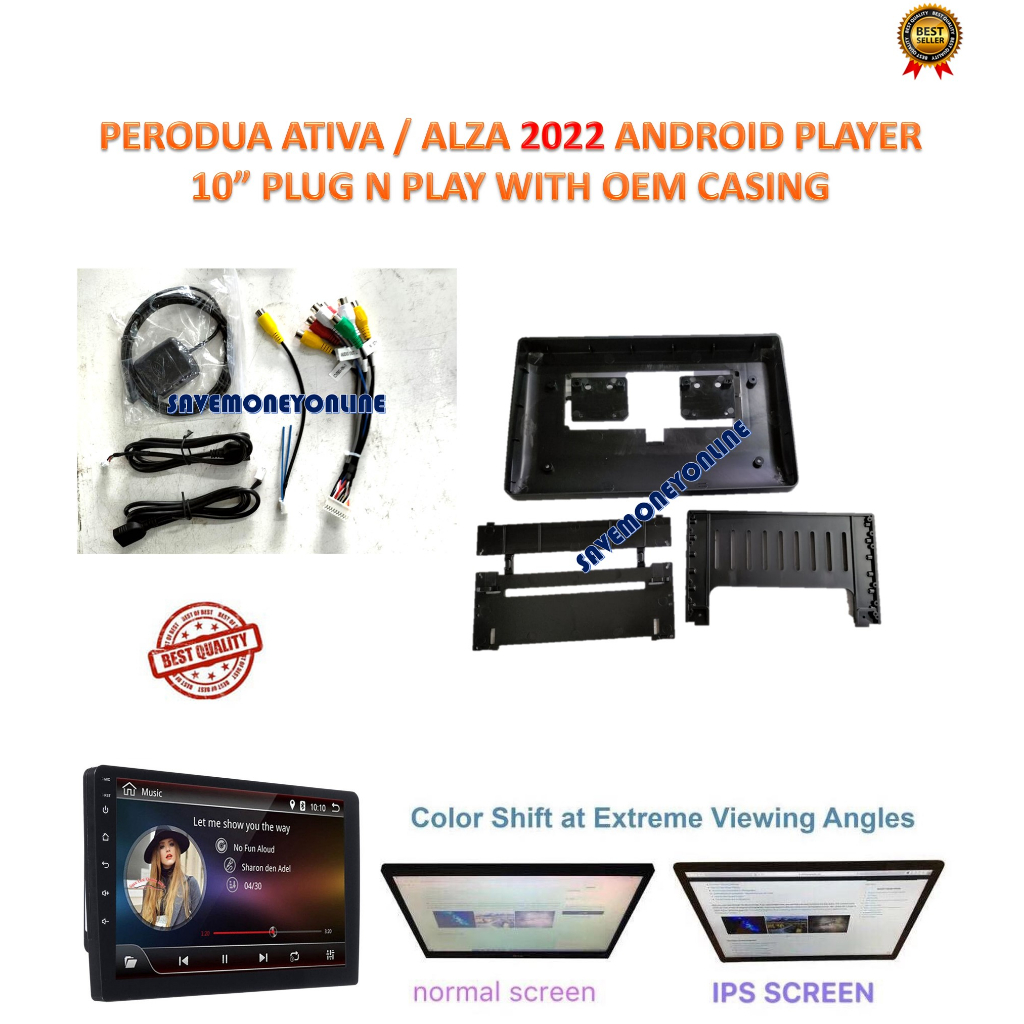 Perodua ATIVA 2021 - 2023 ANDROID PLAYER 10 INCH PLUG N PLAY WITH OEM ...