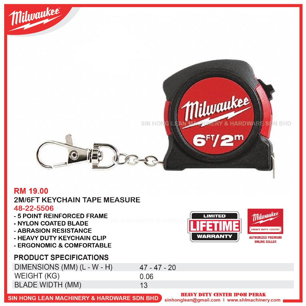 MILWAUKEE 2M/6FT KEYCHAIN TAPE MEASURE 48-22-5506 | Shopee Malaysia