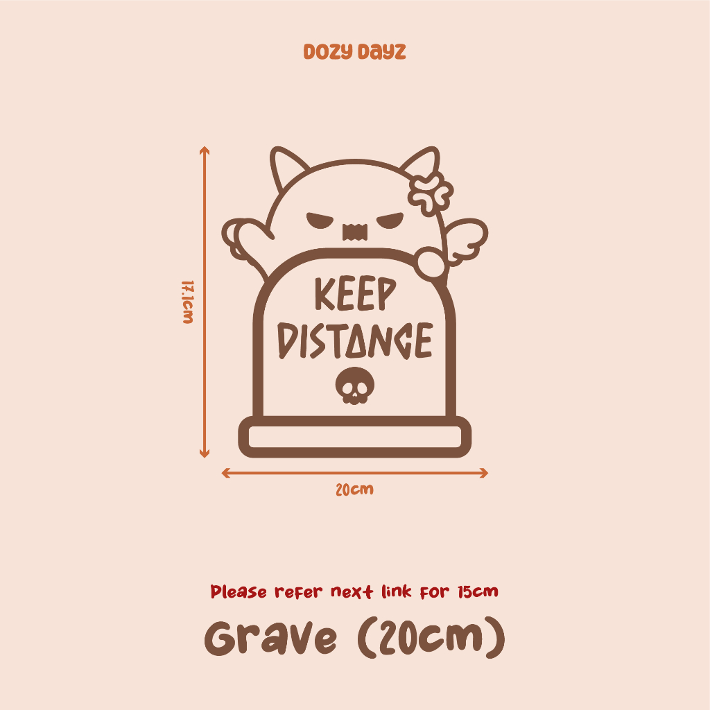20cm Keep Distance Vinyl Sticker | Ghosties | Waterproof | Car Decal ...