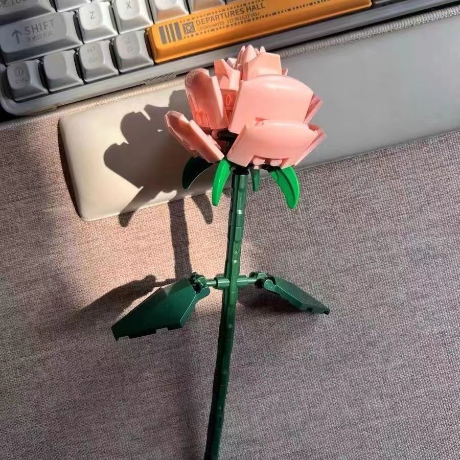 DIY Flowers Puzzle Building Block Rose Flower Building Blocks one Rose ...