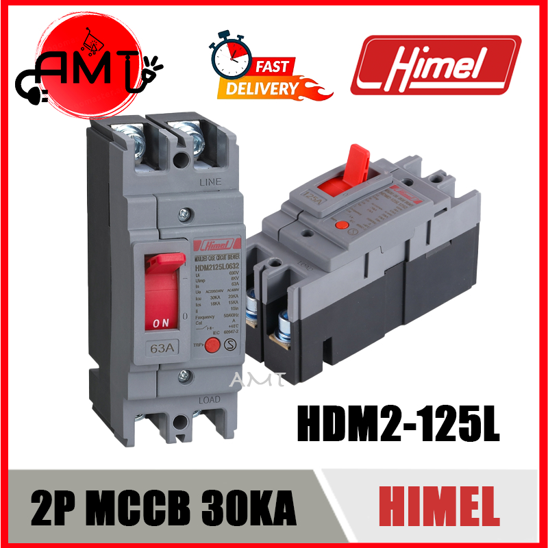 HIMEL HDM2-125L 2P MCCB 30KA L-TYPE 32A 40A 63A 100A 125A | Shopee Malaysia