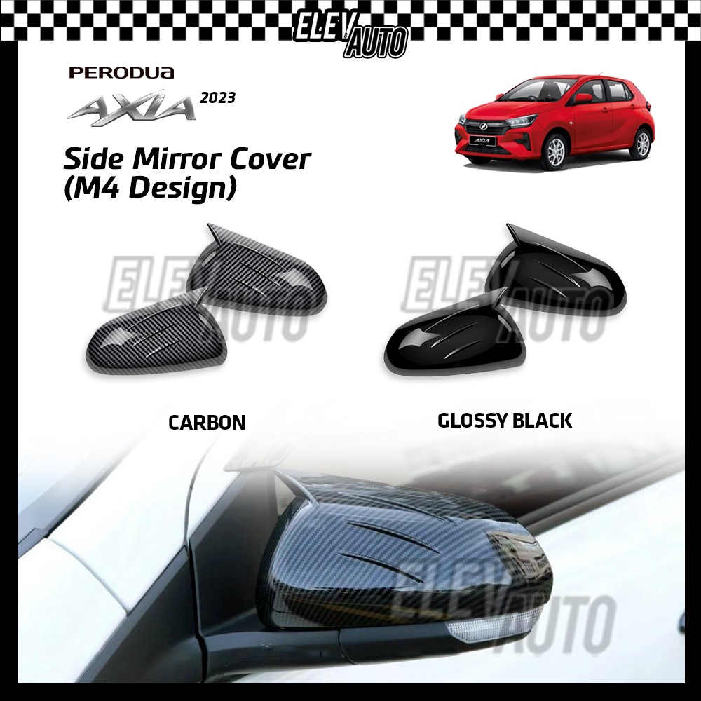 Perodua Axia 2023 M4 Design Side Mirror Cover Carbon Matte Black Chrome ...