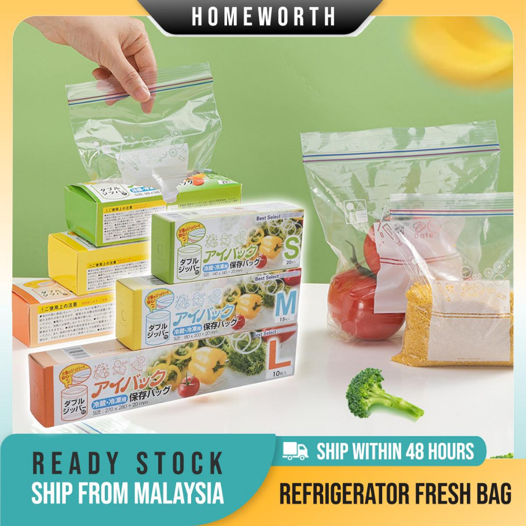 HOMEWORTH Kitchen Fresh Keeping Food Storage Reusable Seal Bag Freezer ...