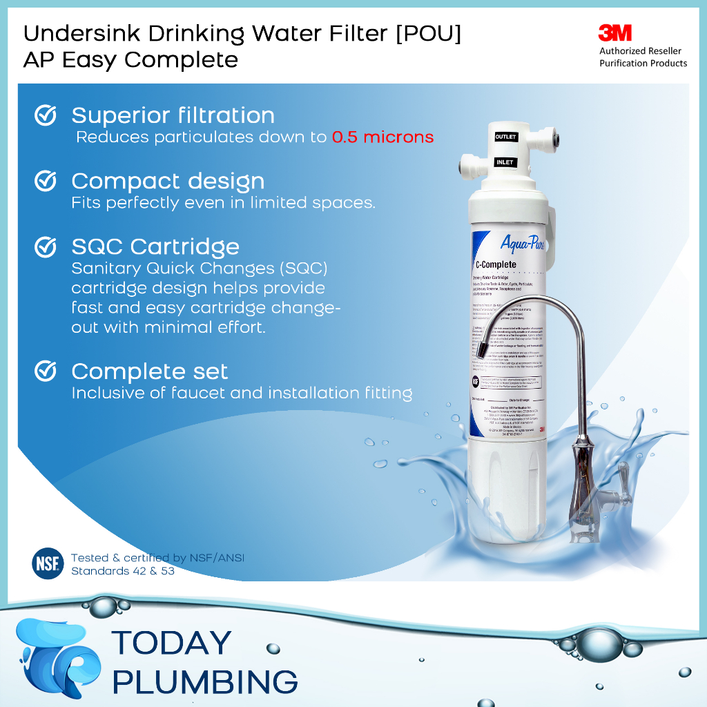 3M AP Easy Complete Undersink Drinking Water Filter System Point-Of-Use ...