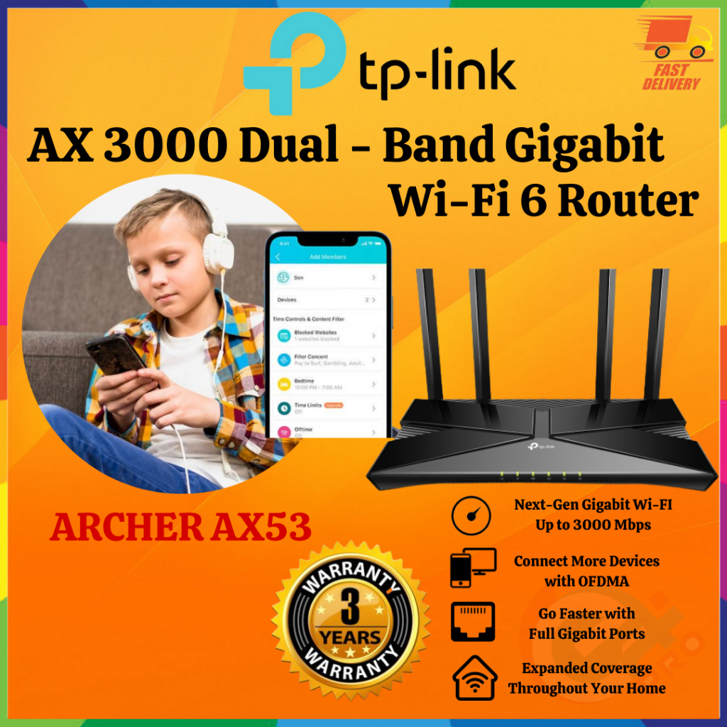 TP-Link Archer AX53 - AX3000 Dual Band Gigabit Wi-Fi 6 Router | Shopee Malaysia