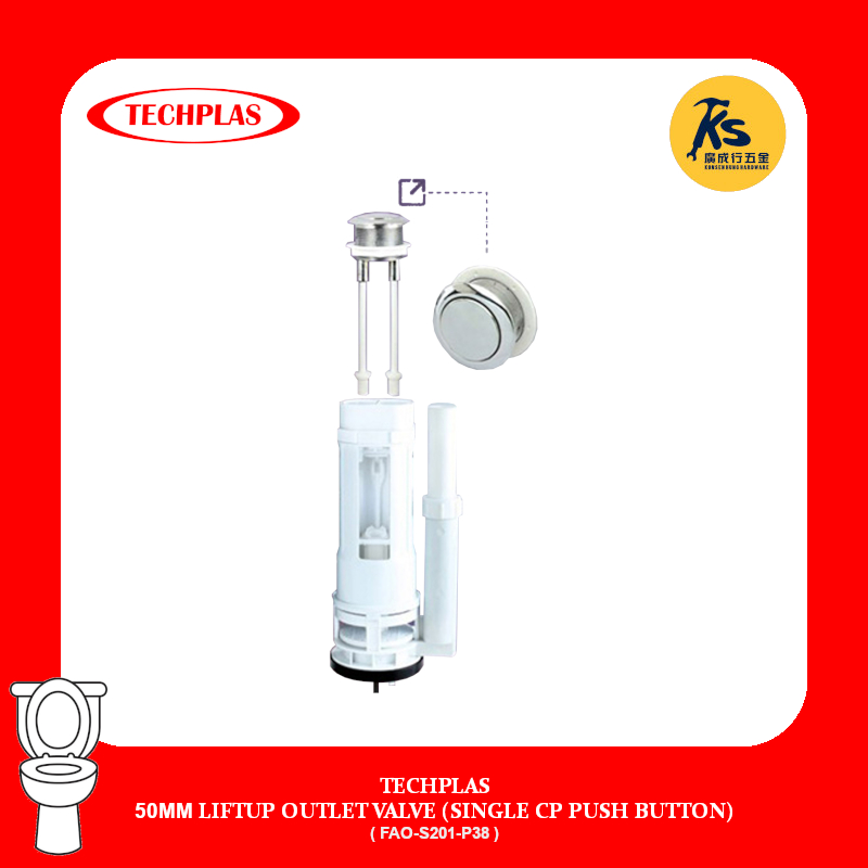 TECHPLAS 50 MM LIFT UP OUTLET VALVE COME WITH 38 MM SINGLE CP PUSH BUTTON ( FAO-S201-P38 ...