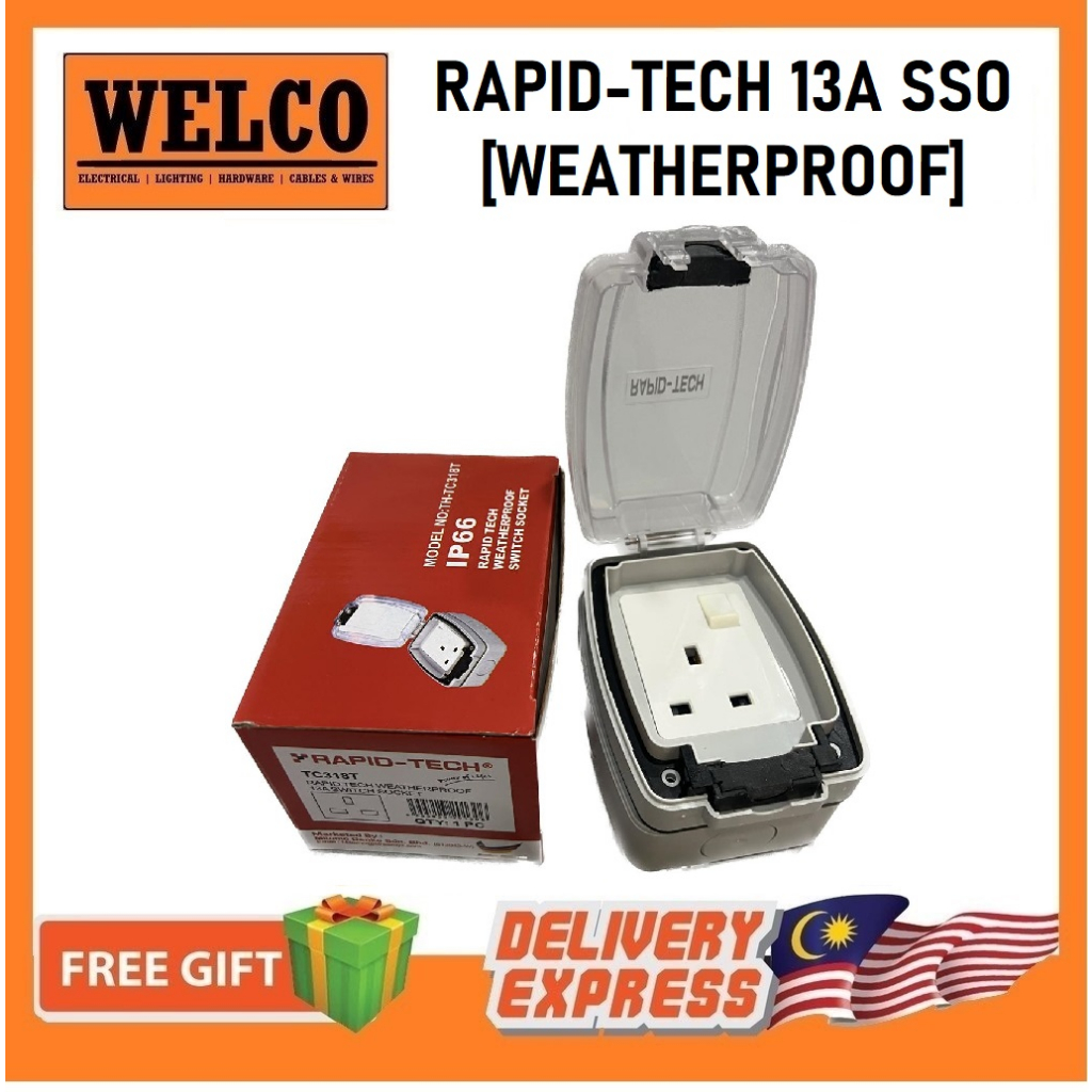 RAPID-TECH 13A WEATHERPROOF SWITCH SOCKET OUTLET | Shopee Malaysia
